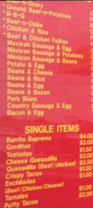 La Popular Bakery Burrito Shop Menu